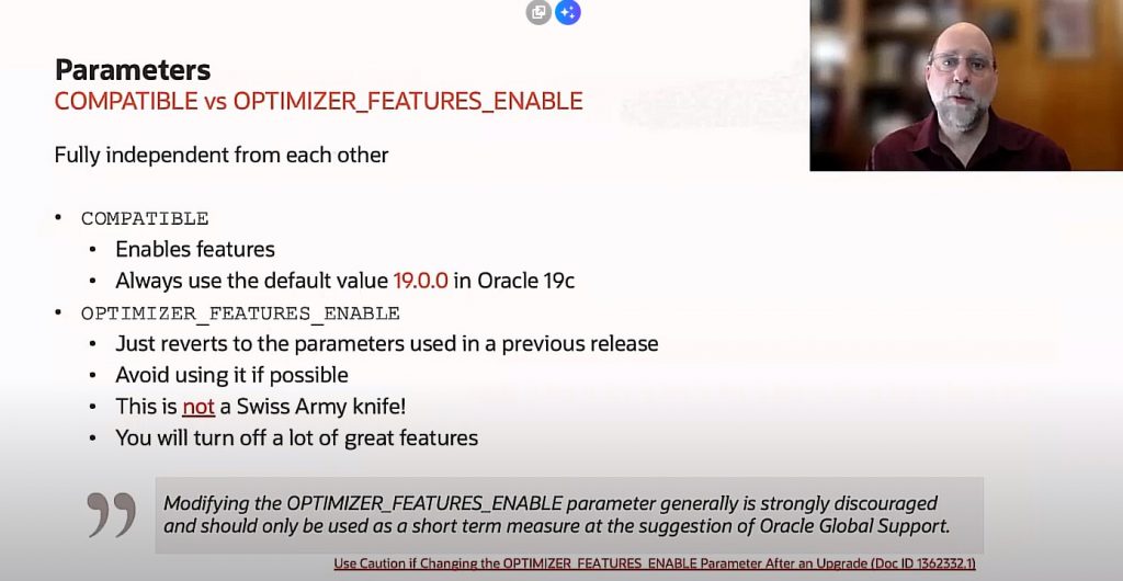 Oracle COMPATIBLE VS OPTIMIZER_FEATURES_ENABLE – DBA Notes Oracle COMPATIBLE VS OPTIMIZER_FEATURES_ENABLE – DBA Notes